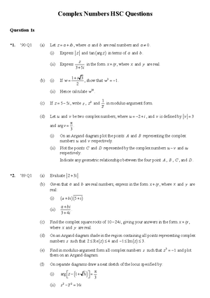 Complex Numbers Booklet 4: Formulas, Examples, and Theorems - Studocu