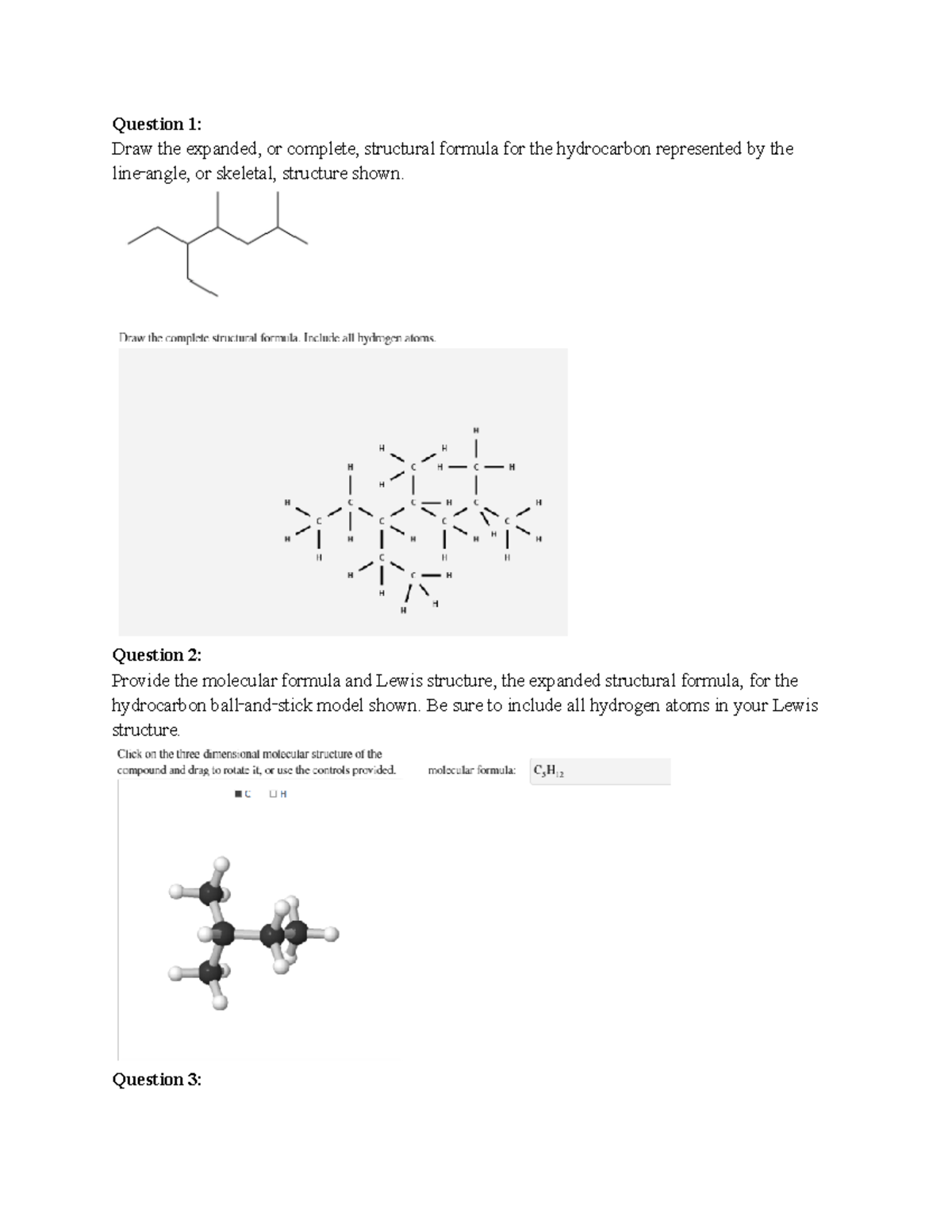 CHEM 1122 - Achieve Ch. 10 pt. 2 - Draw the expanded, or complete, structural formula for the ...