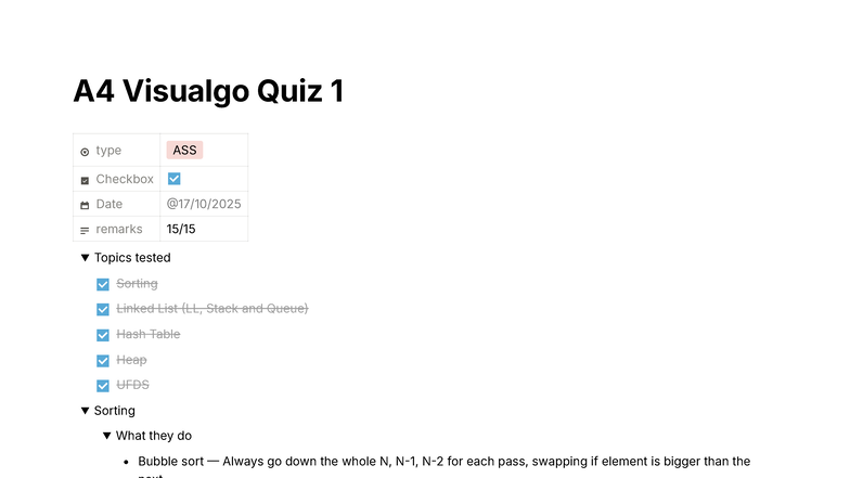 Visualgo Quiz 1 Notes (A4) - Sorting, Linked Lists, and Hash Tables ...