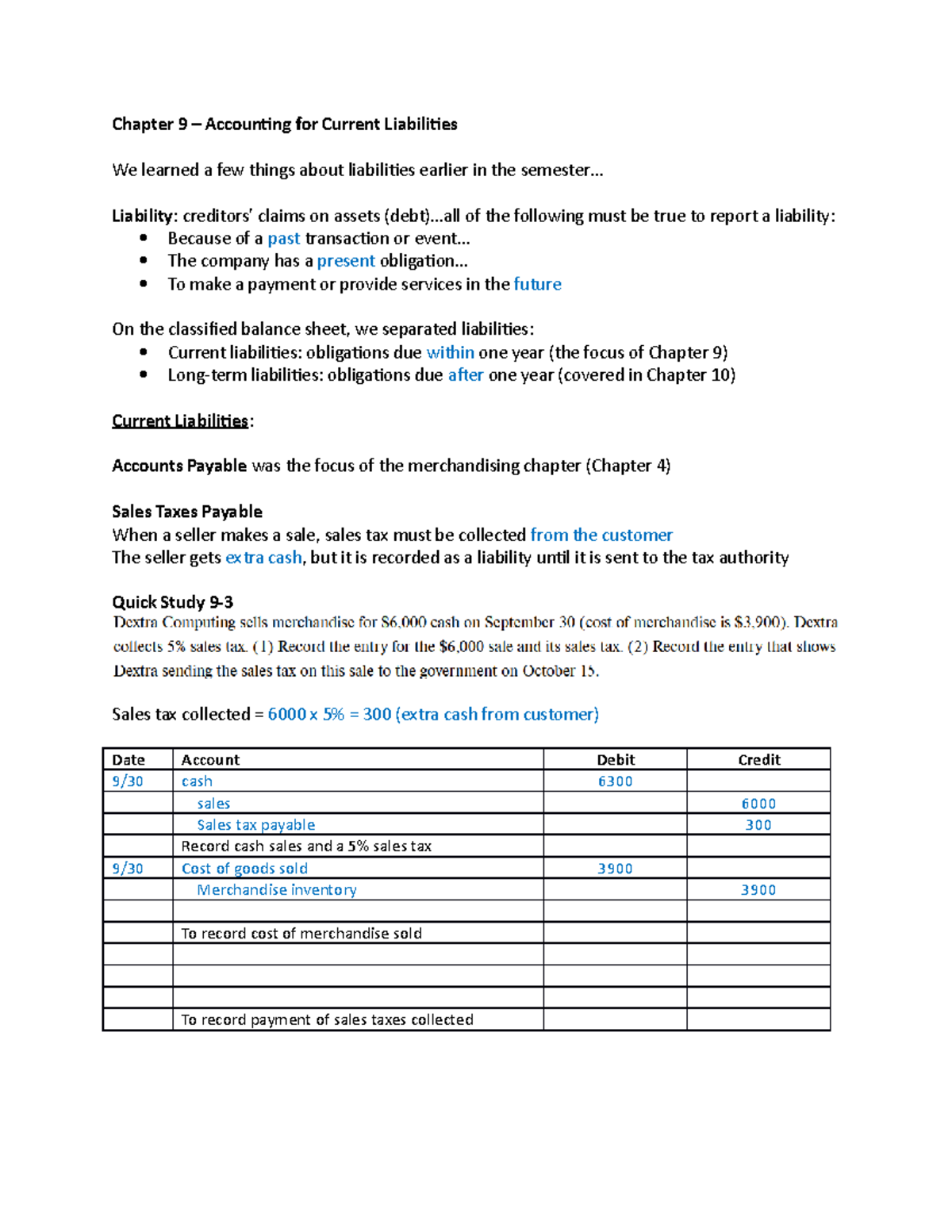 Chapter 9 Accy Notes: Accounting for Current Liabilities Explained ...
