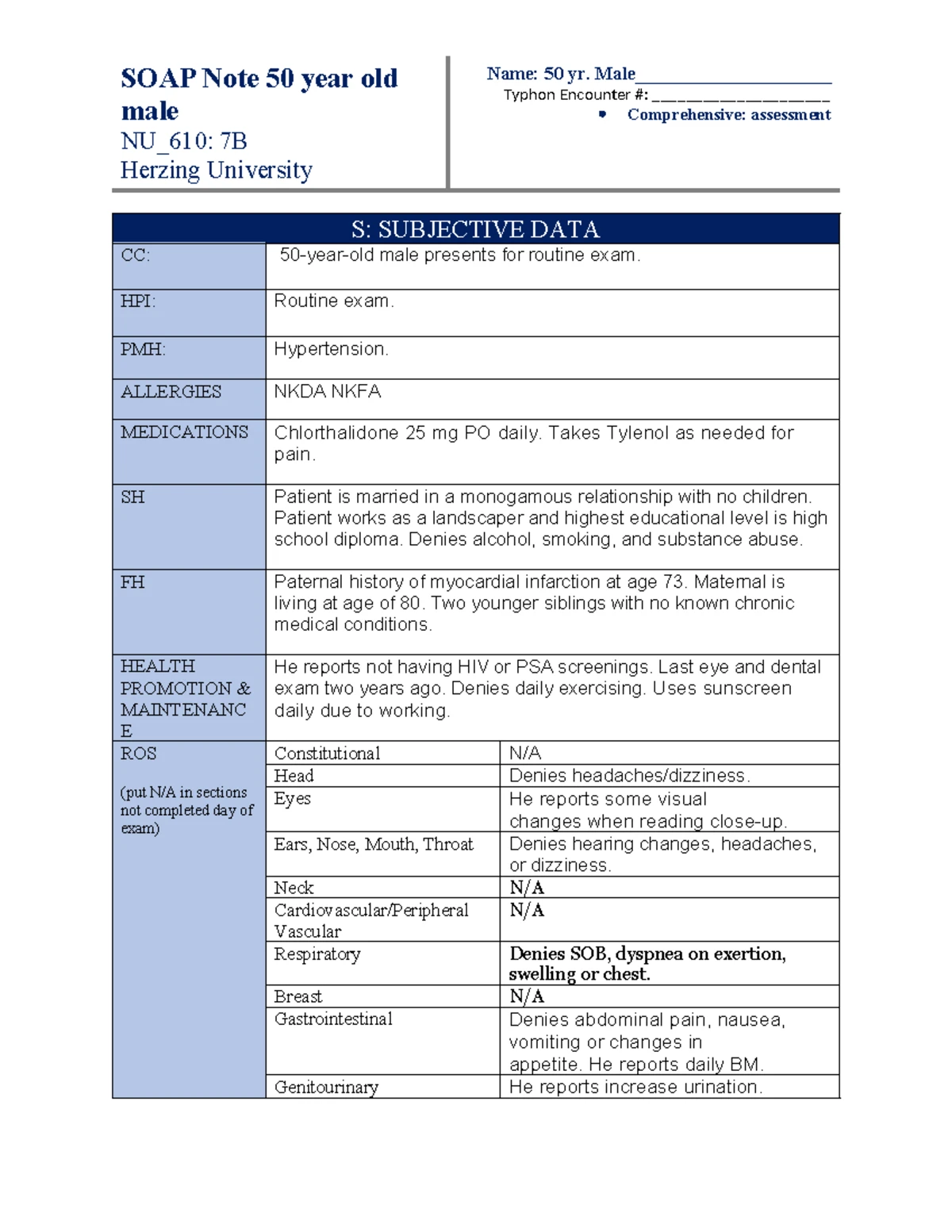 SOAP Note: Subjective Data for Migraine Evaluation - NU___ - Studocu
