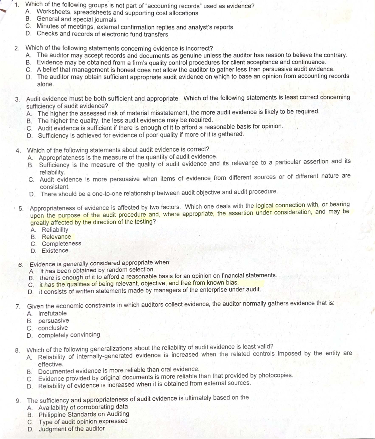 ST-Exercises - Substantive testing practice material - 1. Which of the ...