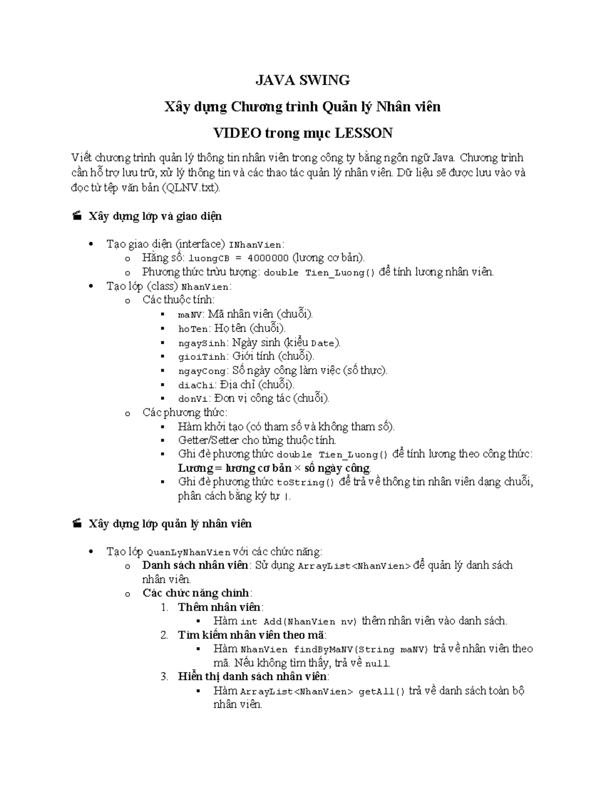 Java Swing 1 Quản lý Nhân Viên - JAVA SWING Xây dựng Chương trình Quản ...