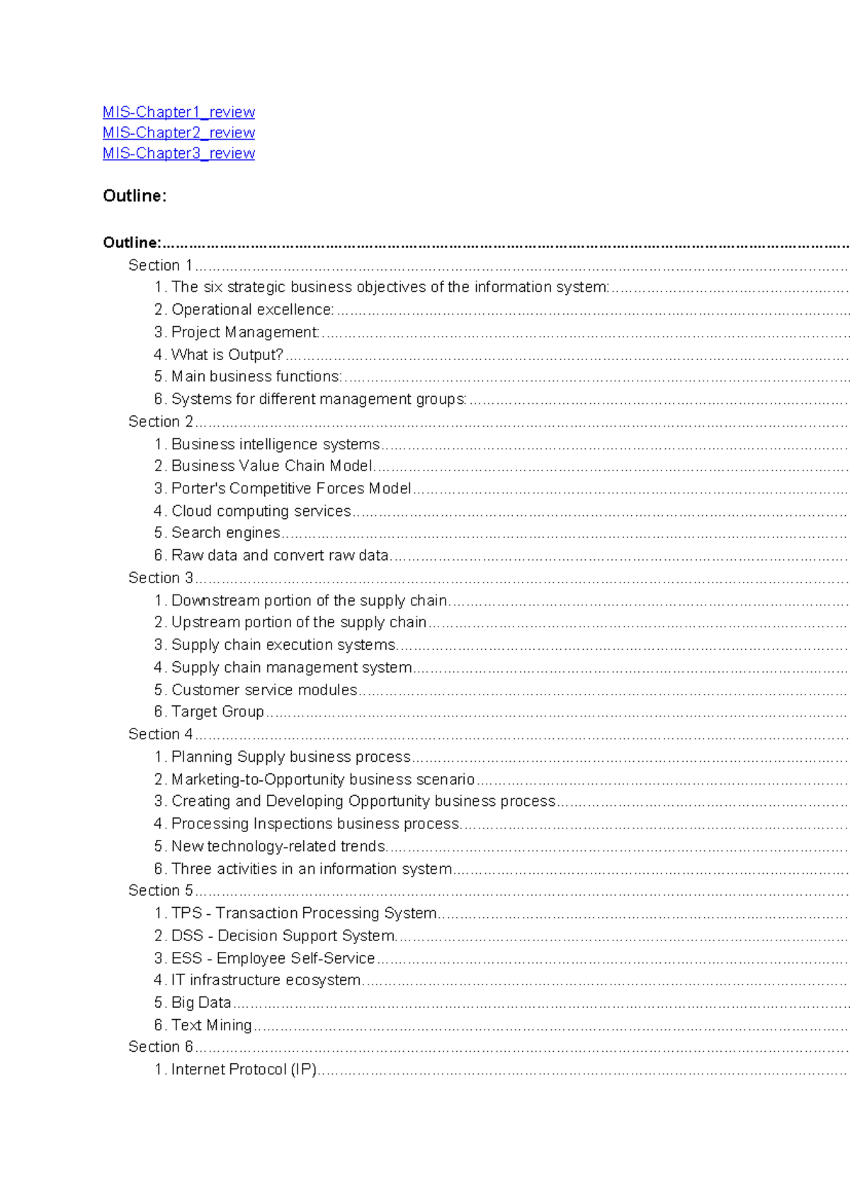 MIS-Ultimate Summary - Final Revision - MIS-Chapter1_review MIS ...
