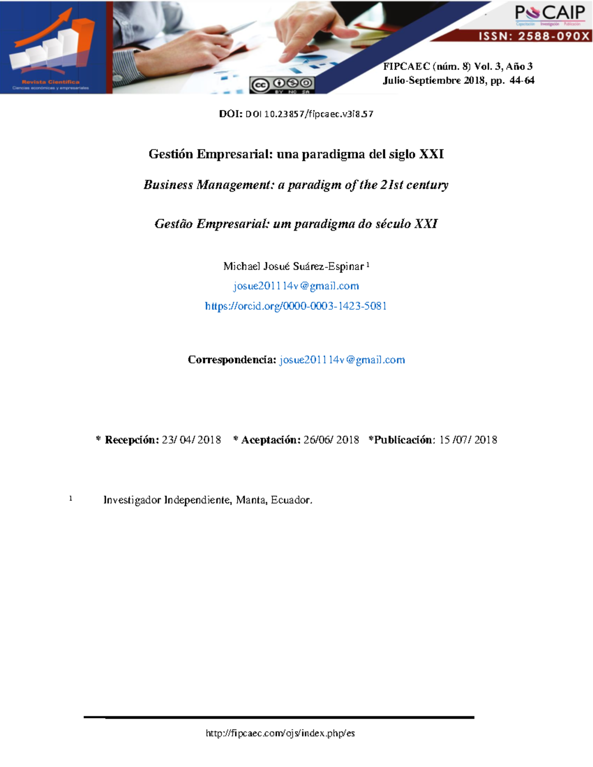 Gestión Empresarial: Paradigmas y Herramientas del Siglo XXI (FIPCAEC ...