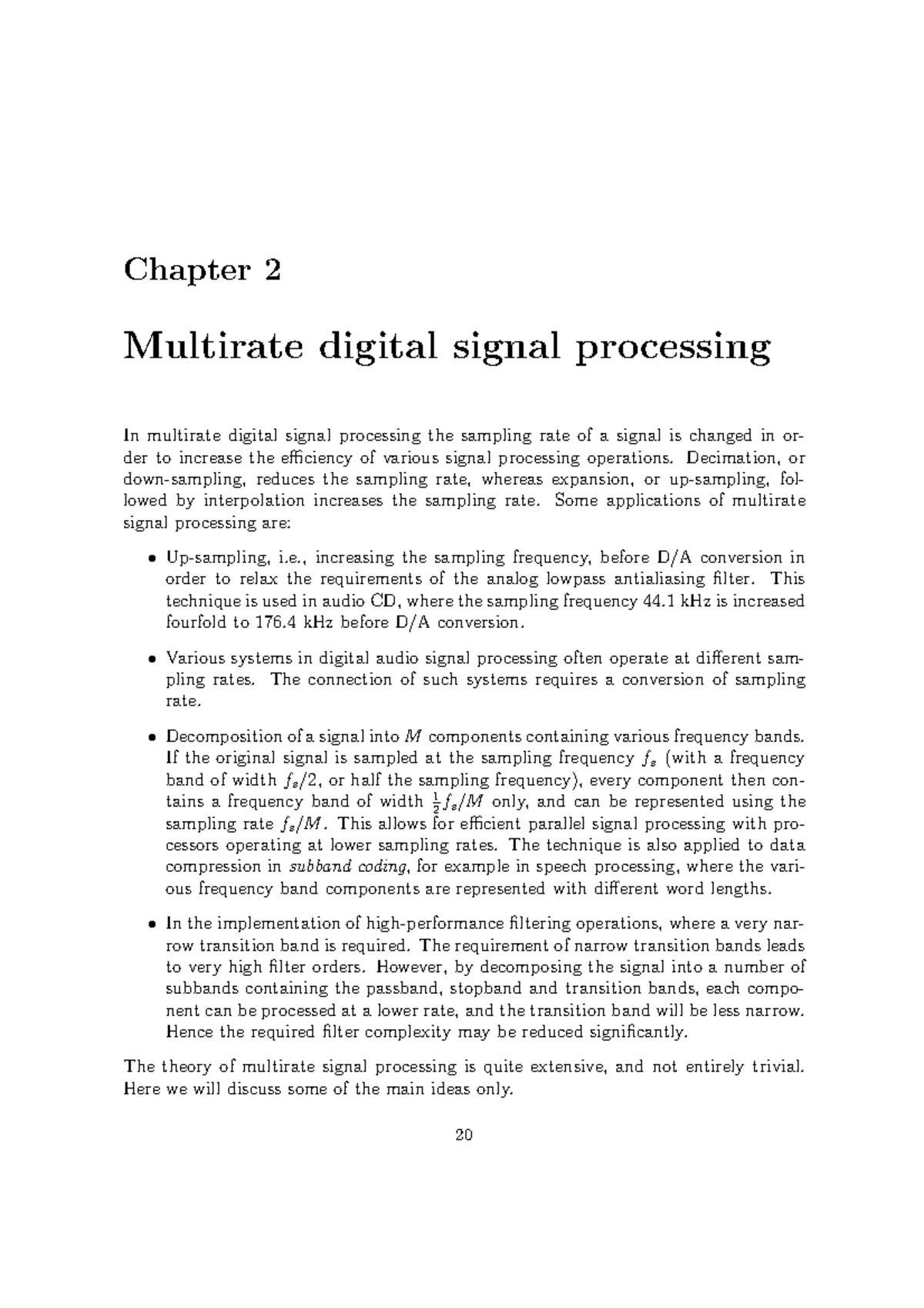 Multirate Digital Signal Processing - Chapter 2 Overview - Studocu