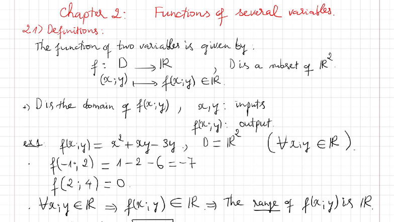Chapter 2: Functions of Several Variables - Partial Derivatives (14.11.2025) - Studocu