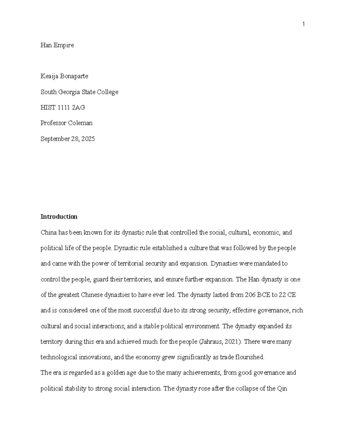 HIST 2AG Essay: The Golden Age of the Han Empire - Studocu