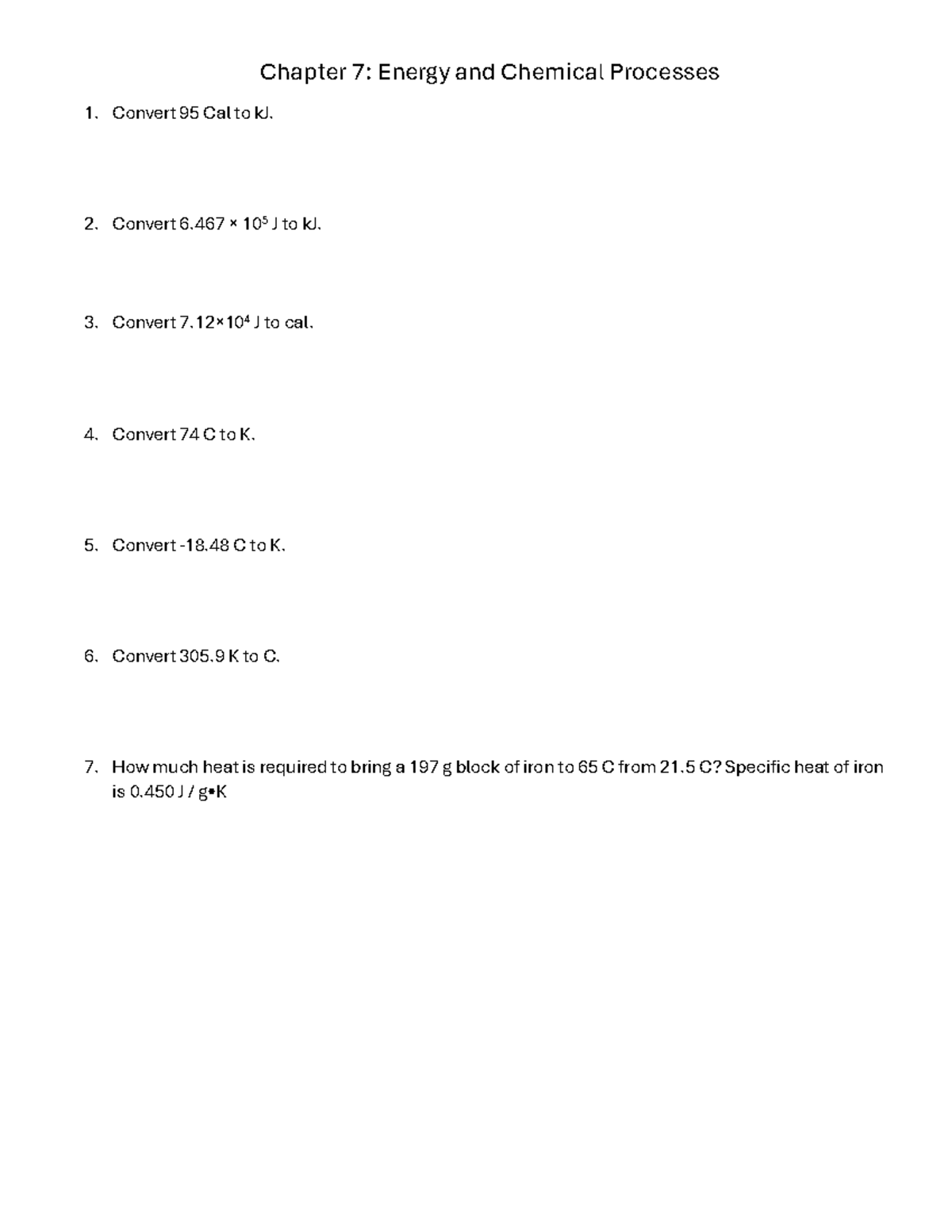 Chapter 7: Energy & Chemical Processes - Heat Calculations - Studocu