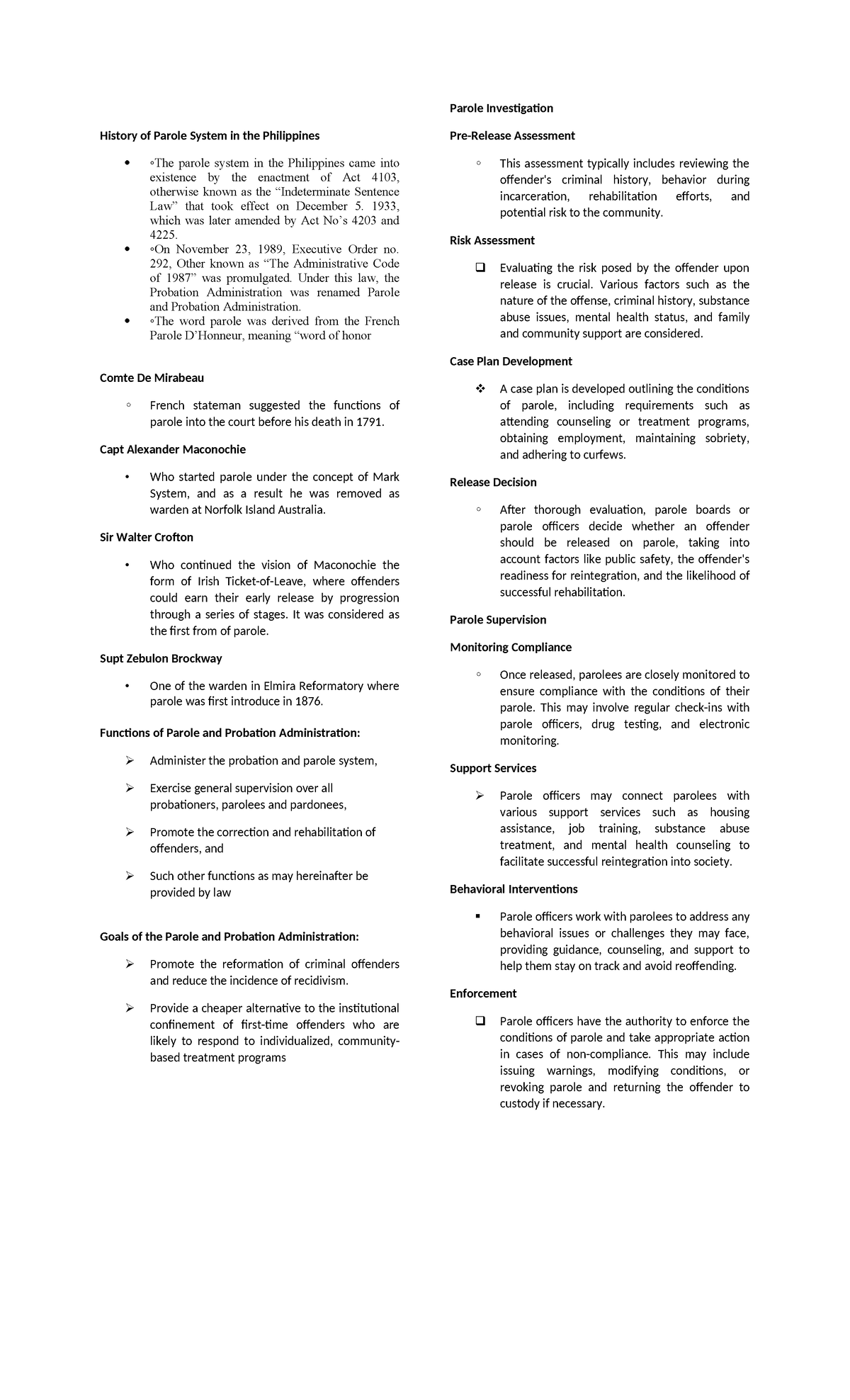 History and Functions of the Parole System in PHL (COR 2) - Studocu