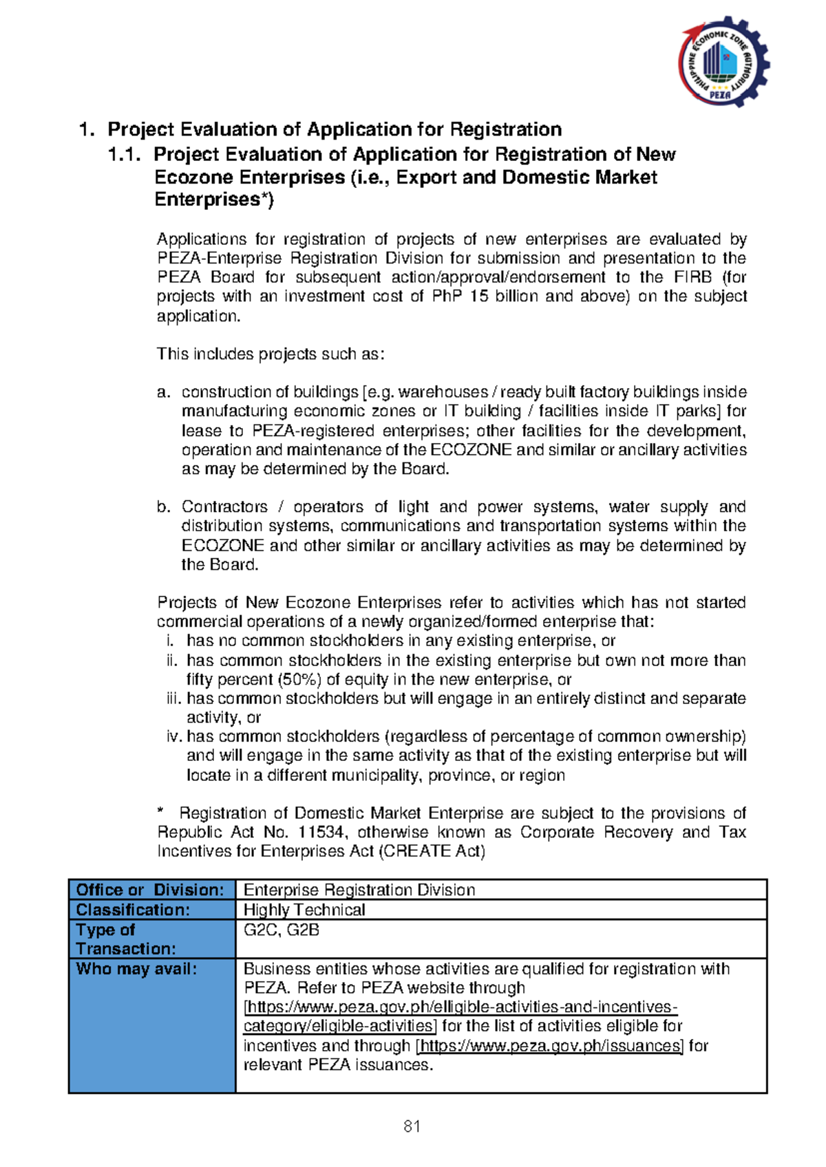 PEZA Registration Process for New Enterprises: A Detailed Guide - Studocu