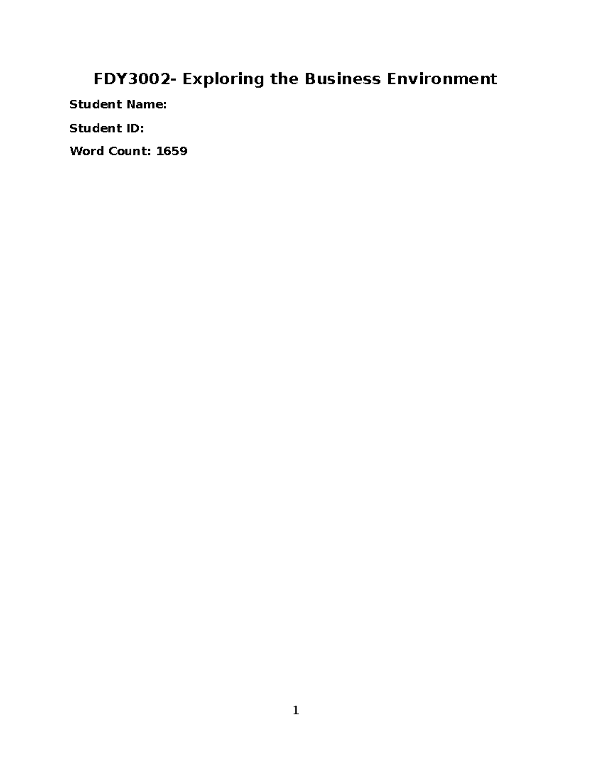 FDY3002 Business Environment Analysis: Challenges and Solutions - Studocu