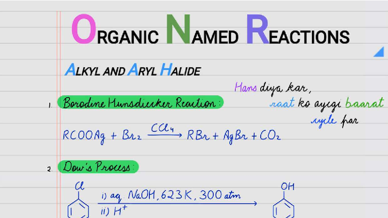 Organic Named Reactions: Key Mechanisms and Processes - Studocu