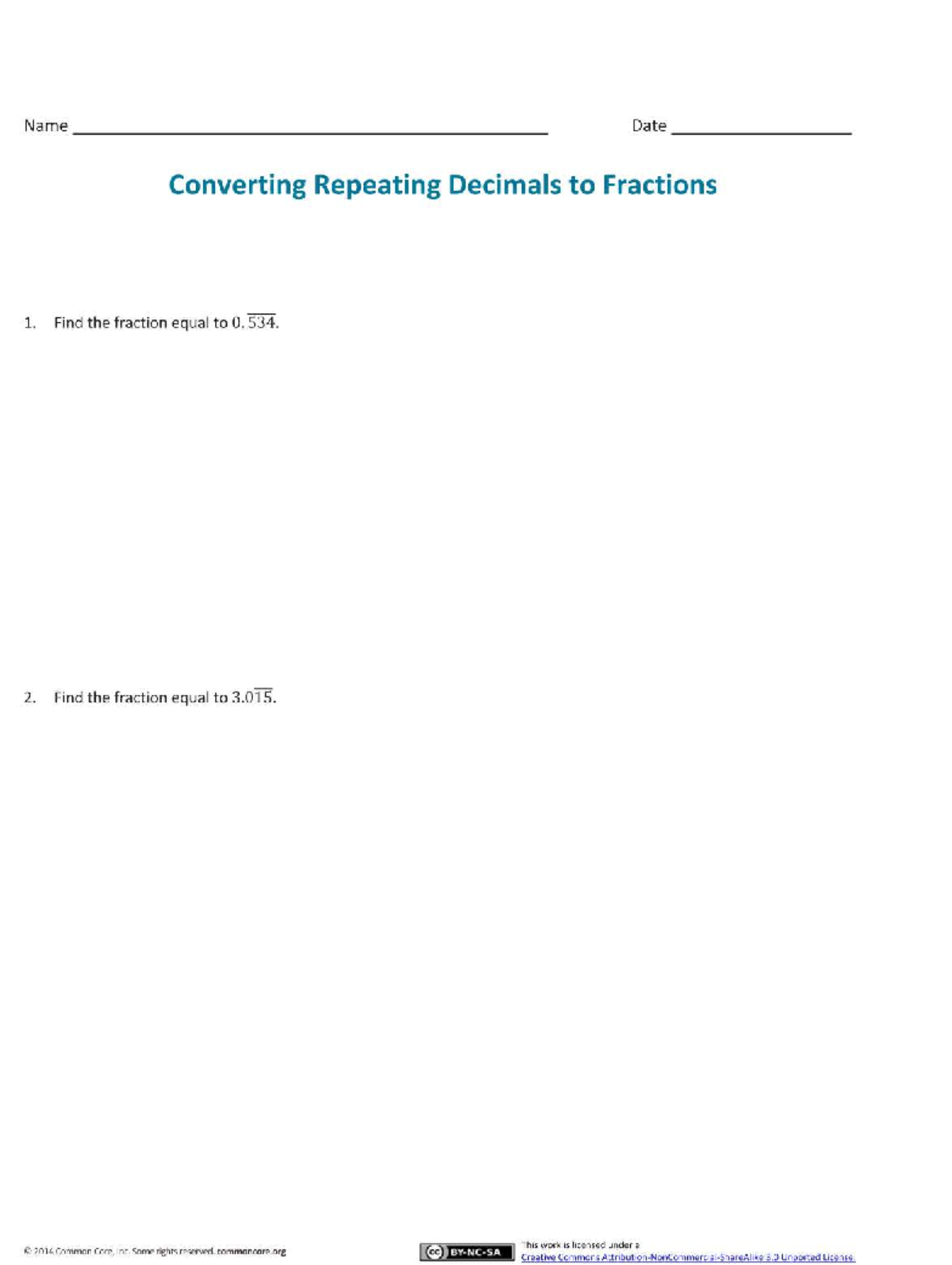 8.NS - Converting Repeating Decimals to Fractions: Detailed Guide - Studocu