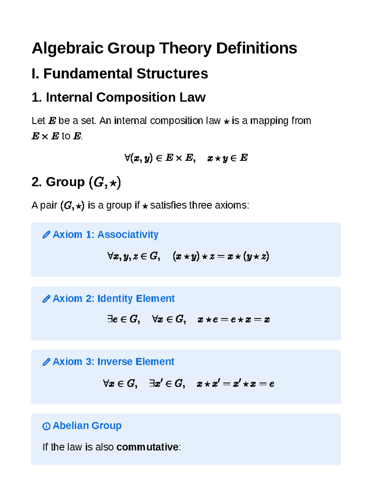 Algebraic Group Theory Definitions - Studocu