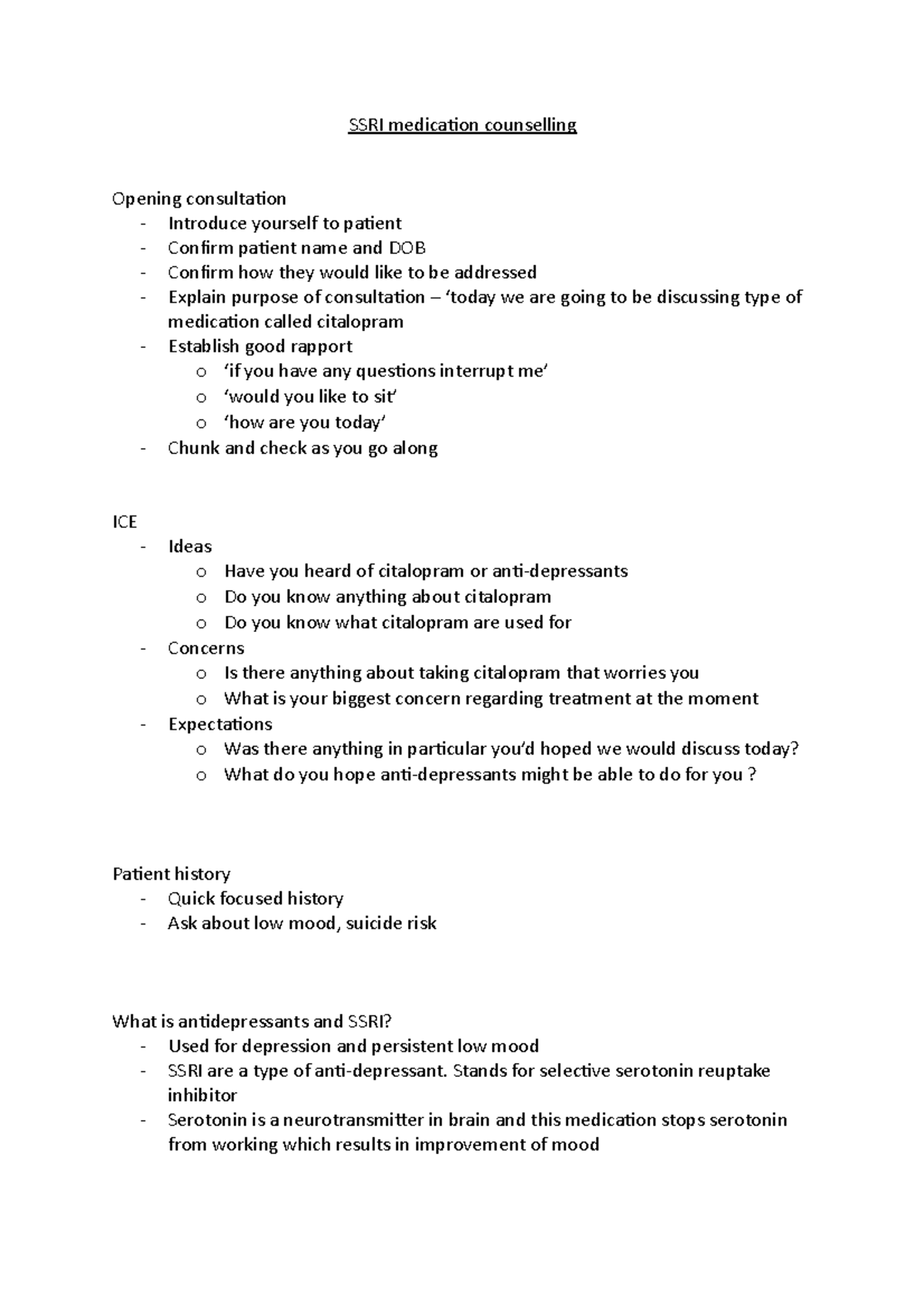 SSRI Medication Counseling Guide: Key Points and Patient Interaction ...