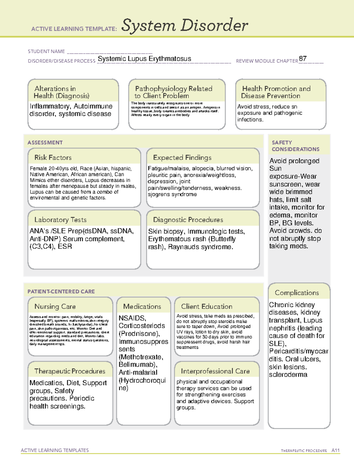 SLE Template: Active Learning for Systemic Lupus Erythematosus Care ...