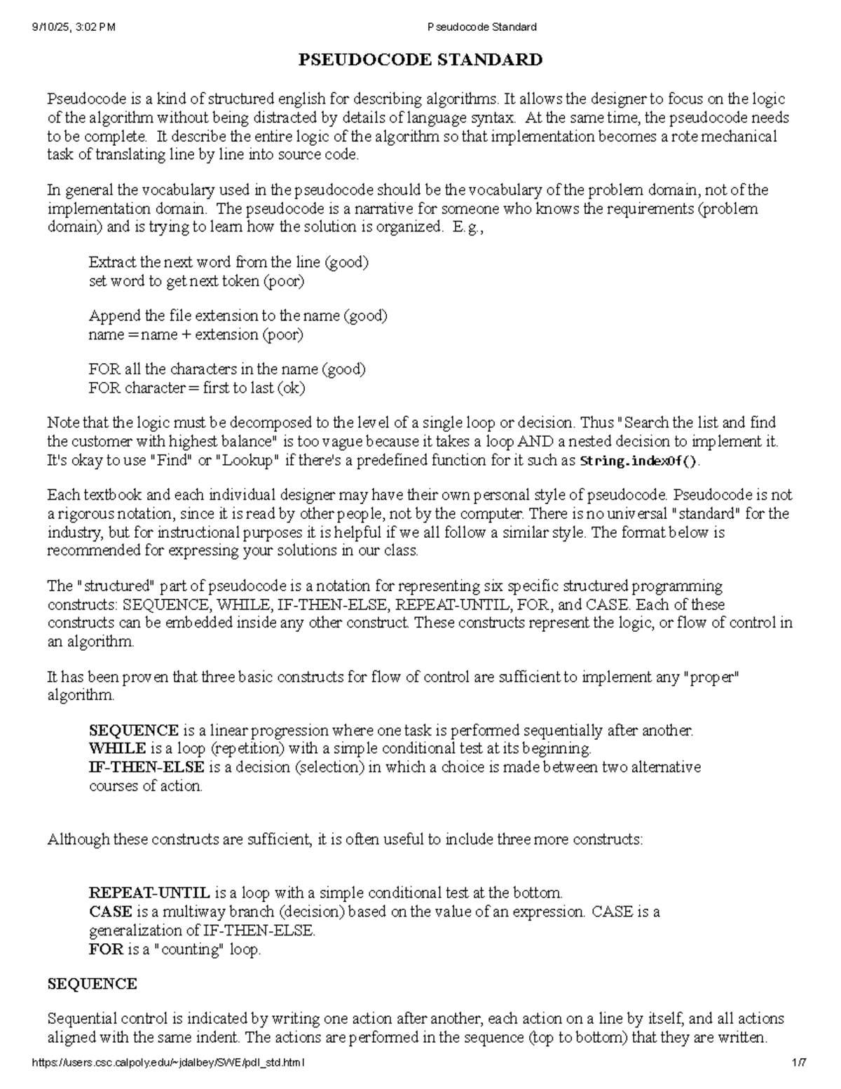 PSEUDOCODE STANDARD: Understanding Algorithm Logic and Structure - Studocu