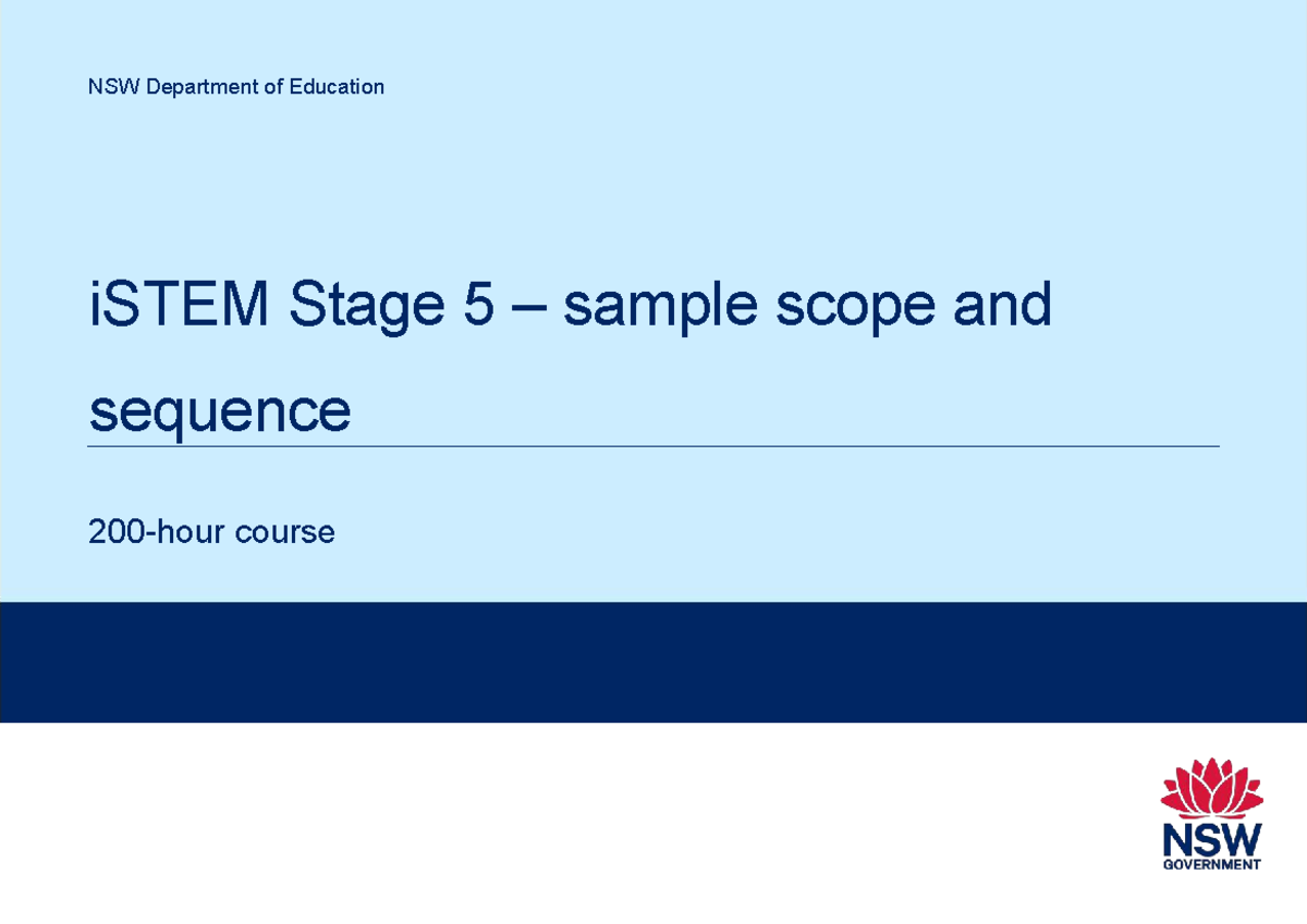 iSTEM Stage 5 200-Hour Sample Scope and Sequence Document - Studocu
