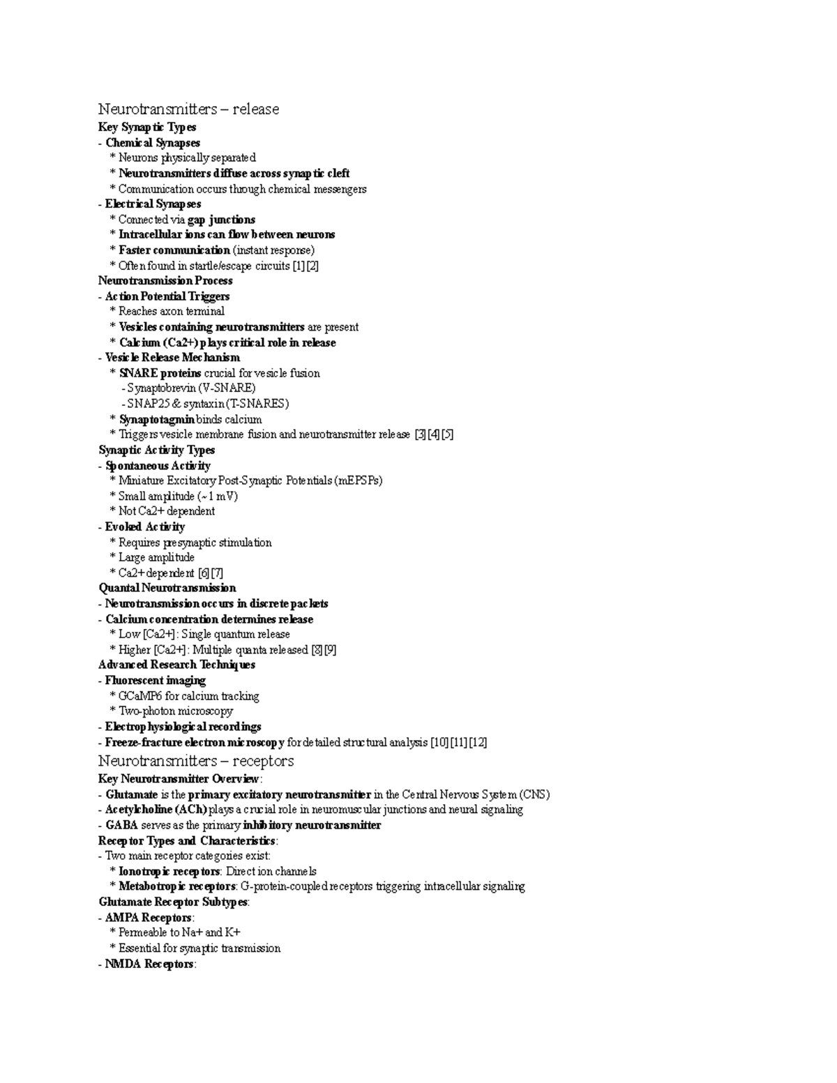 Neuroscience Lecture Notes: Neurotransmission & Visual Processing (NEU ...