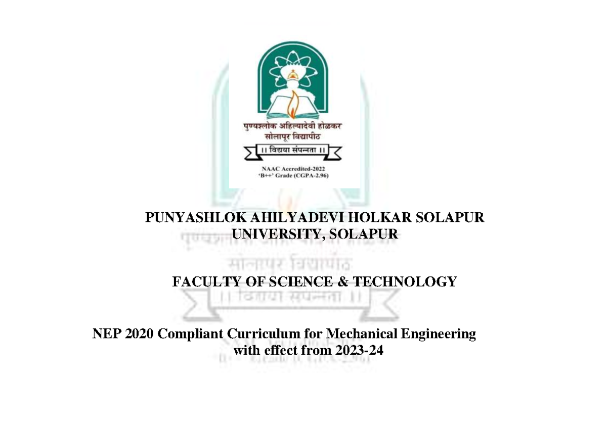 Mechanical Engineering Syllabus for S.Y. B.Tech - NEP 2020 Compliance ...