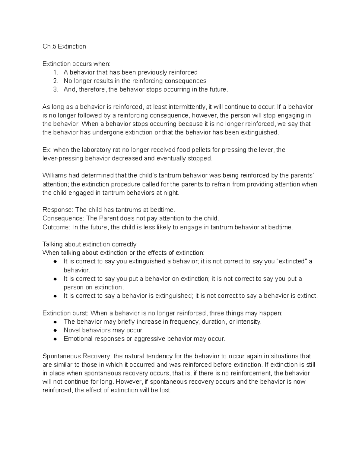 Ch. 5-8 Behavior Modification: Extinction & Punishment Insights - Studocu