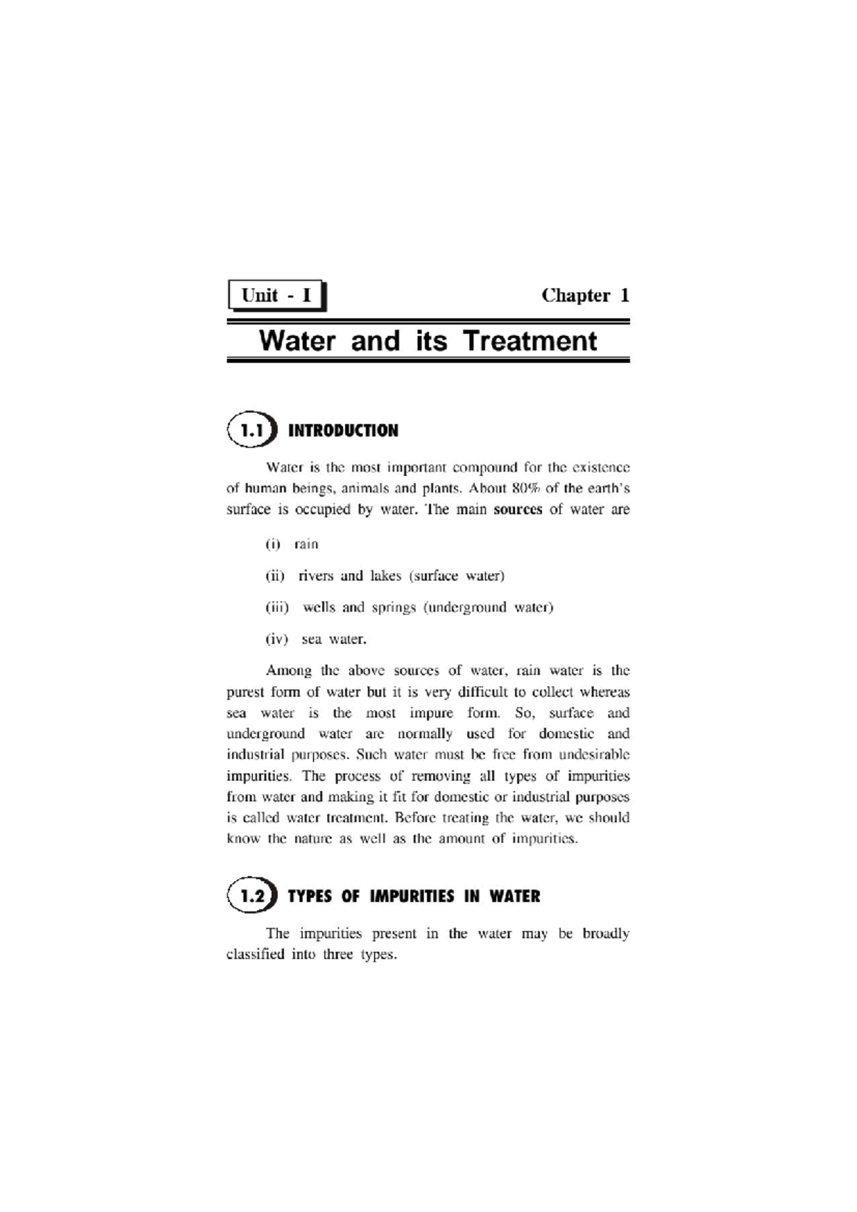 Lm1 - Chapter 1: Water and Its Treatment Overview - Studocu