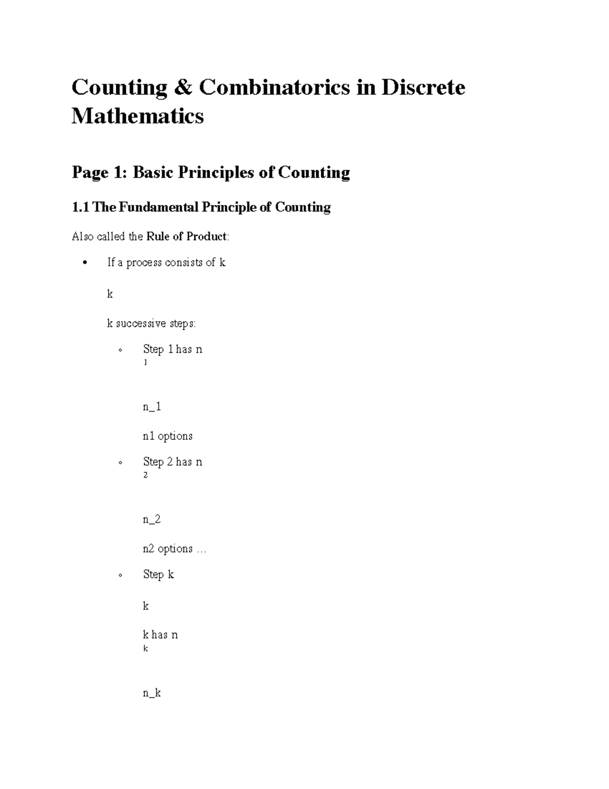 Counting & Combinatorics in Discrete Mathematics Notes (MATH 101) - Studocu
