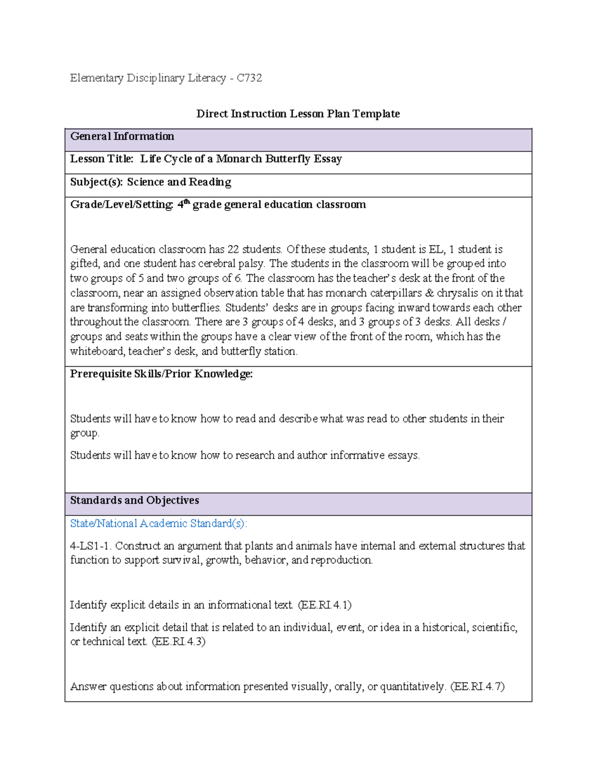 C732 task 01 - Passed. For guidance only - Elementary Disciplinary ...