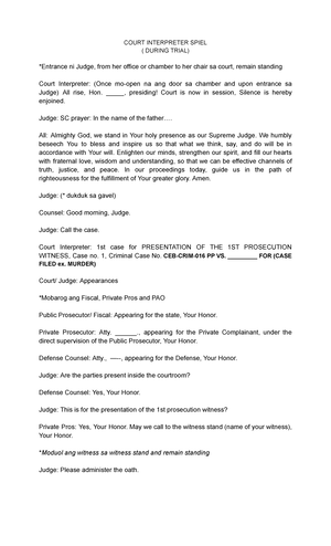 Group 1 Mock Trial Script - Mock Trial Script Criminal Case: Violation ...