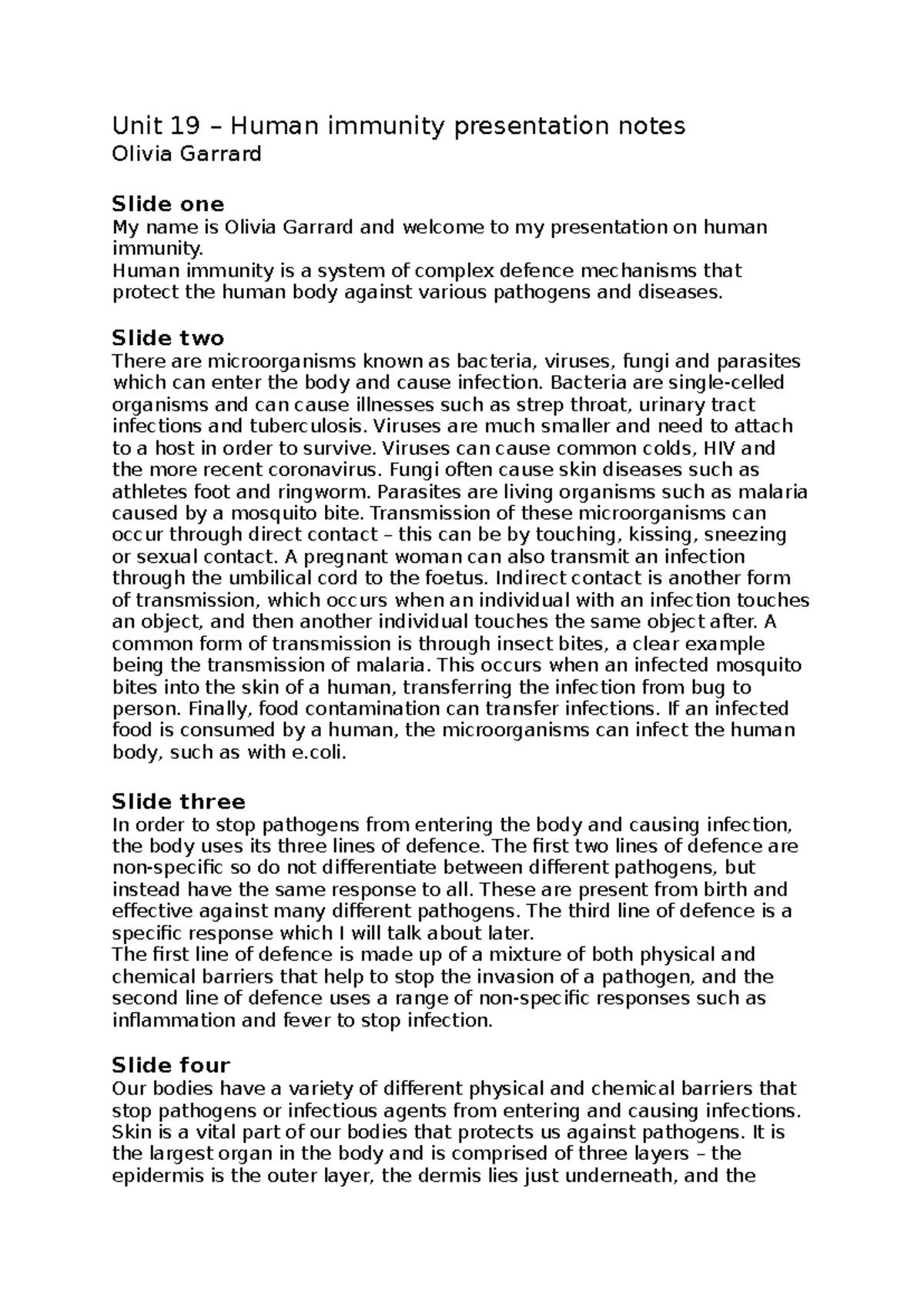 Unit 14: Infection & Immunity - Key Concepts in Biological Science ...