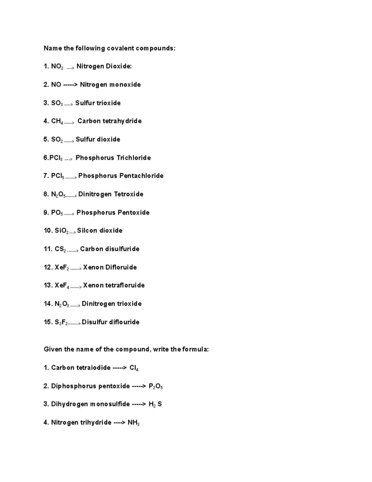 Chem - Covalent Compounds Naming and Formulas Guide - Studocu