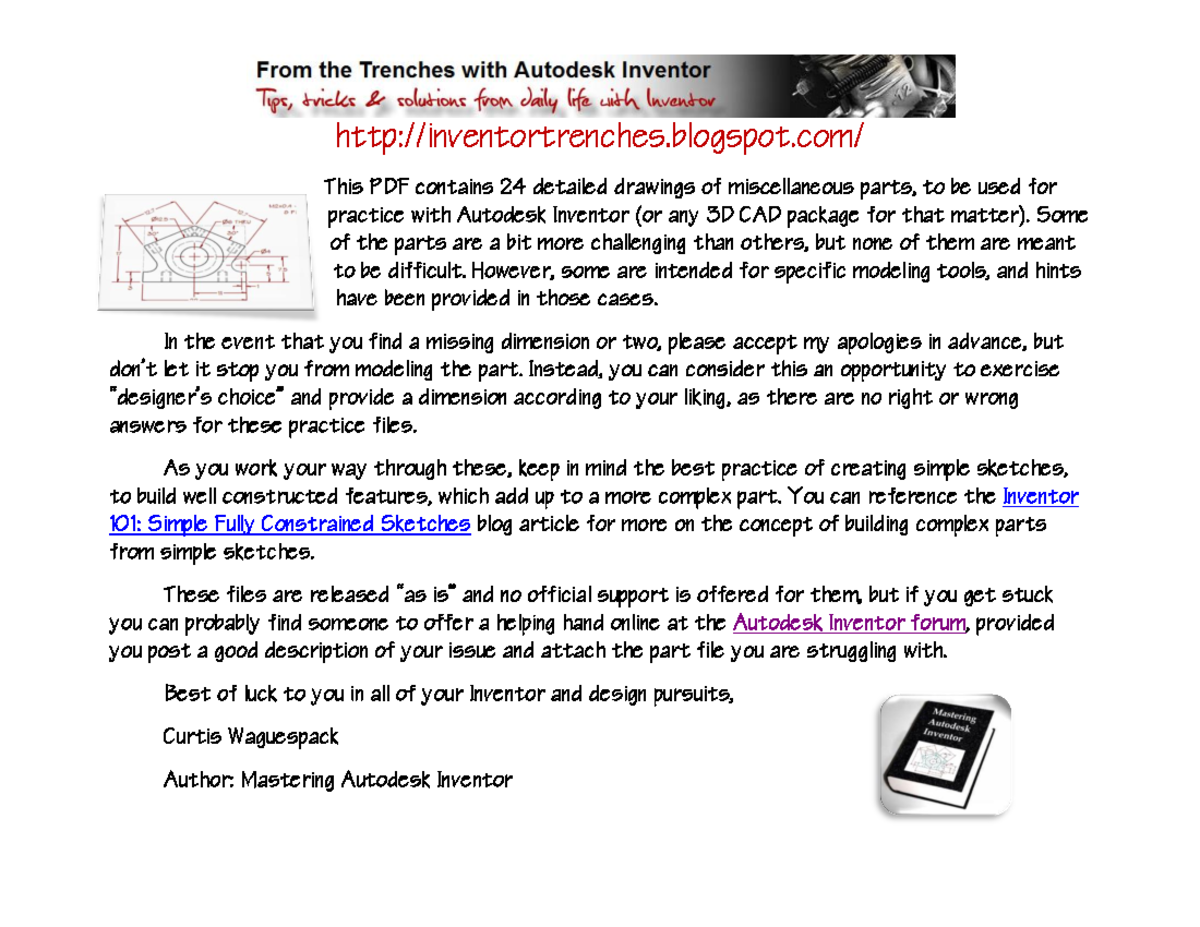 Autodesk Inventor Part Drawings for Practice & Modeling Skills - Studocu