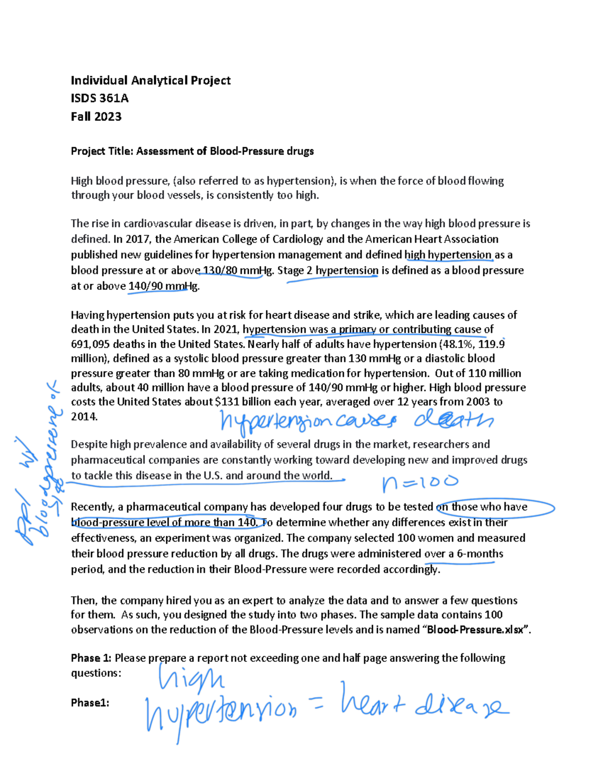 Blood-Sugar - Analytic phase 1 - Individual Analytical Project ISDS ...