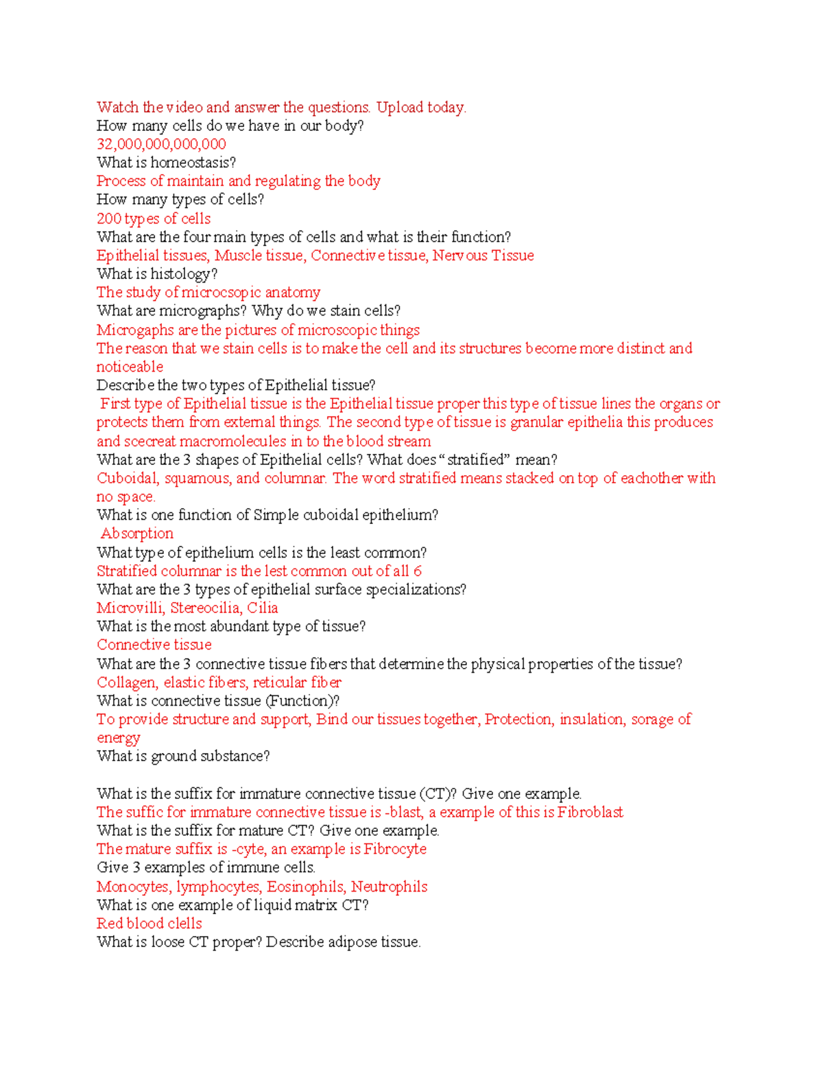Cells and Tissue Study Guide: Key Concepts and Questions - Studocu