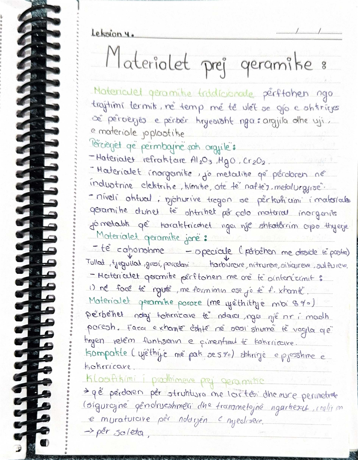 Leksion 4: Materialet prej Qeramike dhe Karakteristikat e Tyre - Studocu