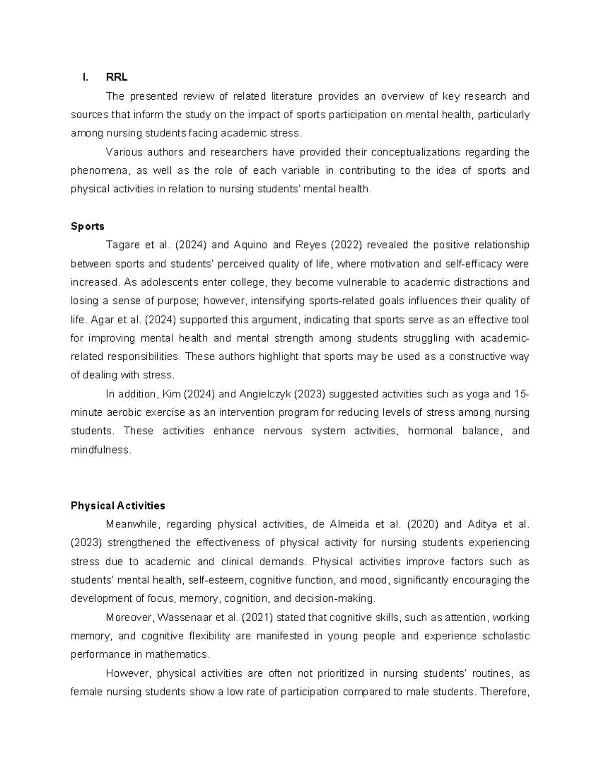 Script RRL, Ethical Consideration, Data Analysis - I. RRL The presented ...