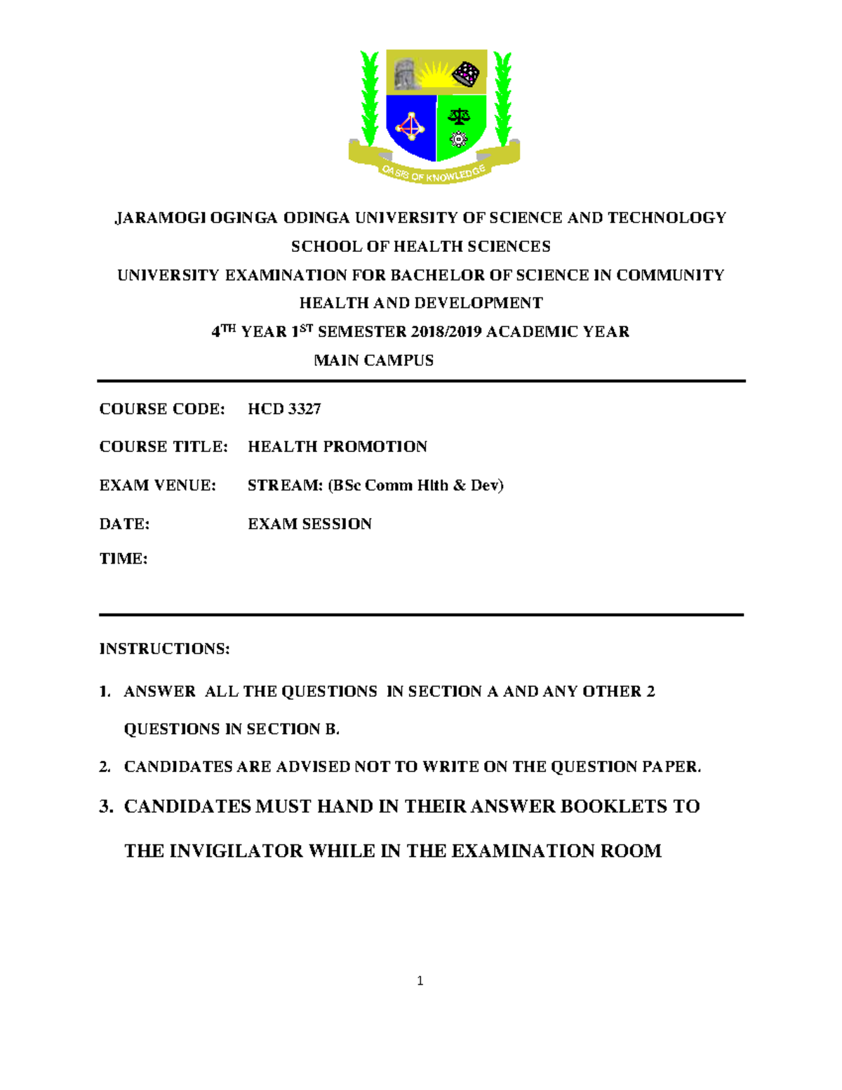 HCD 3327 Final Exam: Health Promotion Overview and Key Concepts - Studocu