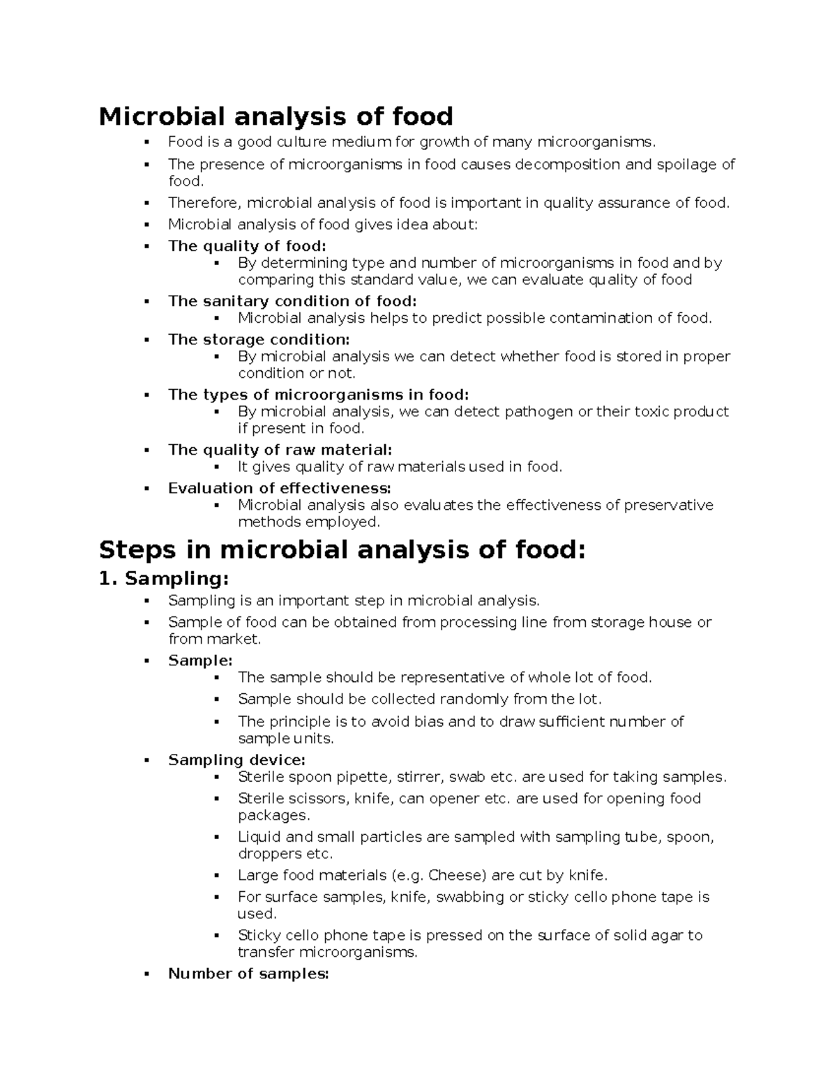 Biology Science 122 - Microbial analysis of food Food is a good culture ...