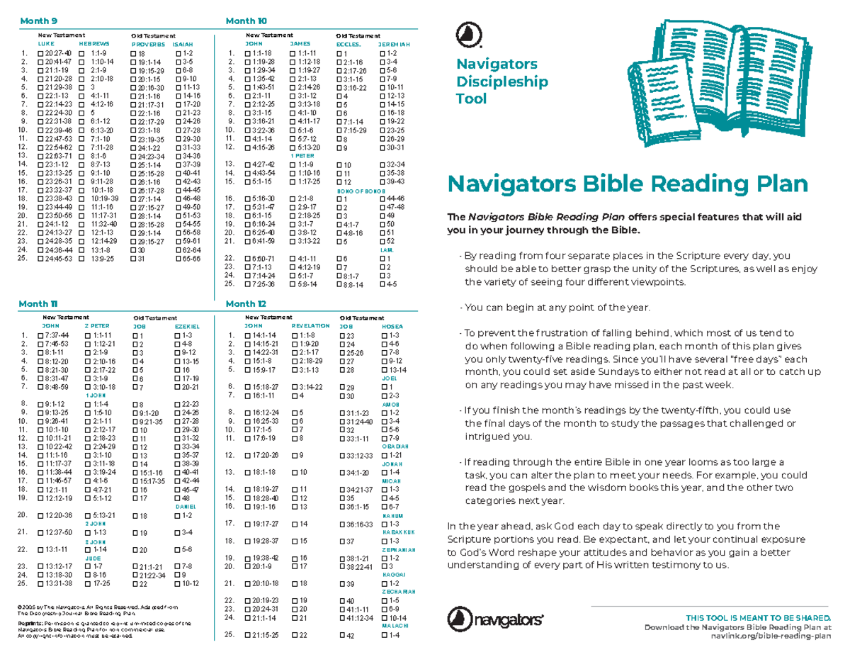 Navigators bible reading plan - Navigators Bible Reading Plan The ...