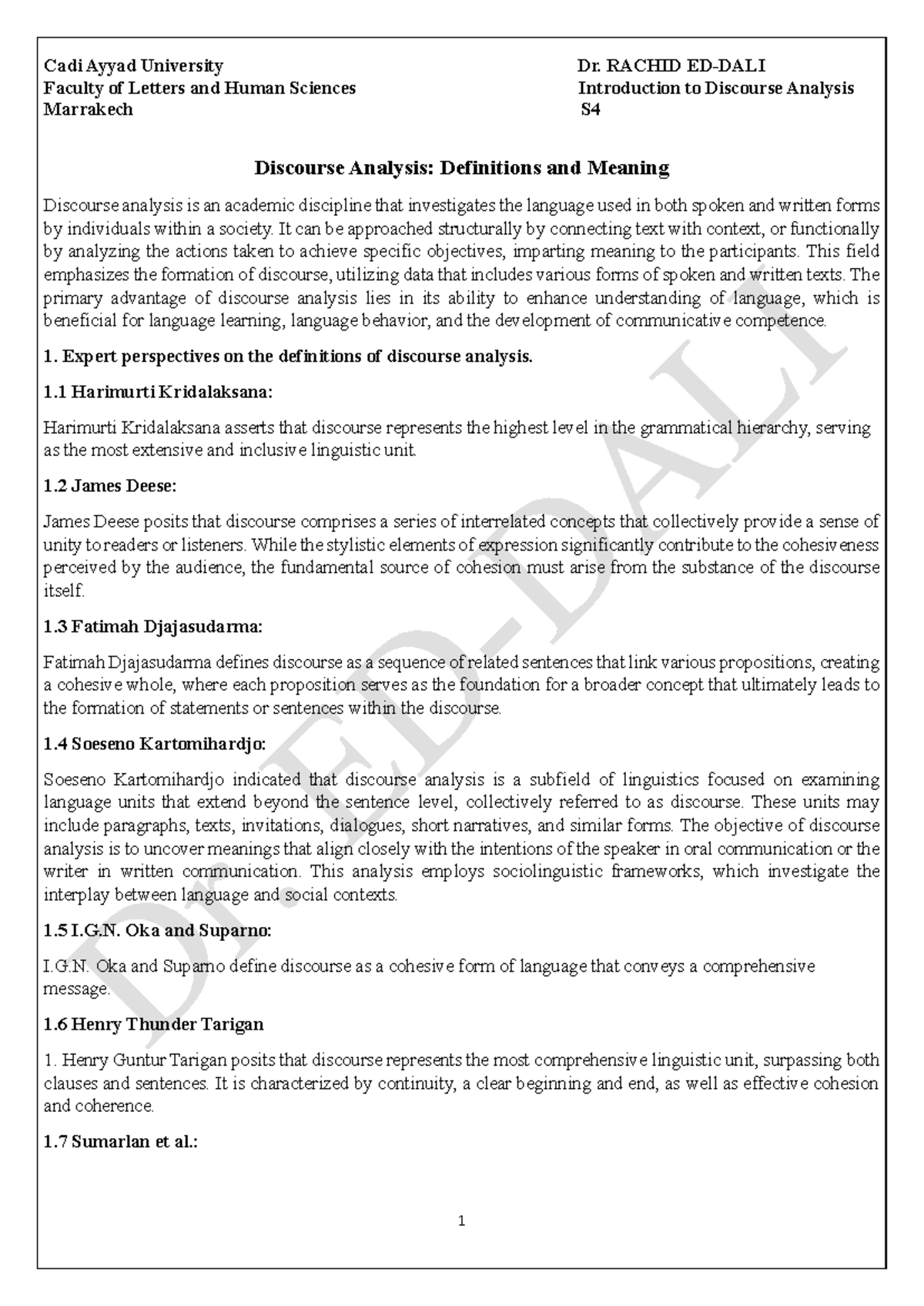 Introduction to Discourse Analysis (ENG 101): Key Definitions ...