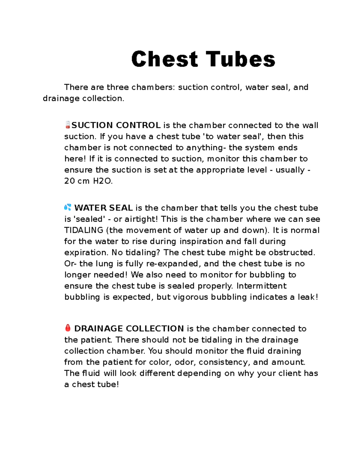 Chest Tubes - Chest Tubes There are three chambers: suction control ...
