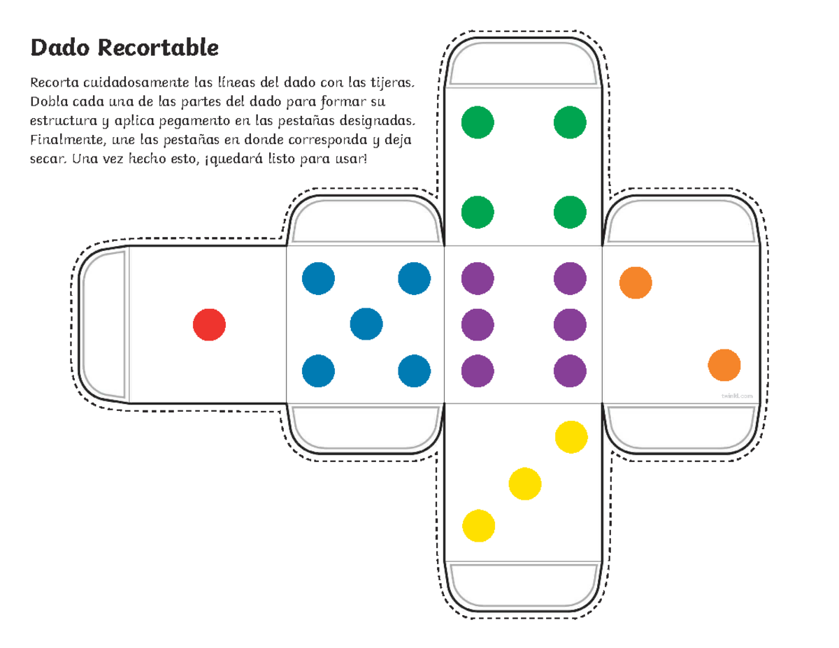 Dado recortable - Intervención pógsicopedaógica en la lectura - Recorta ...