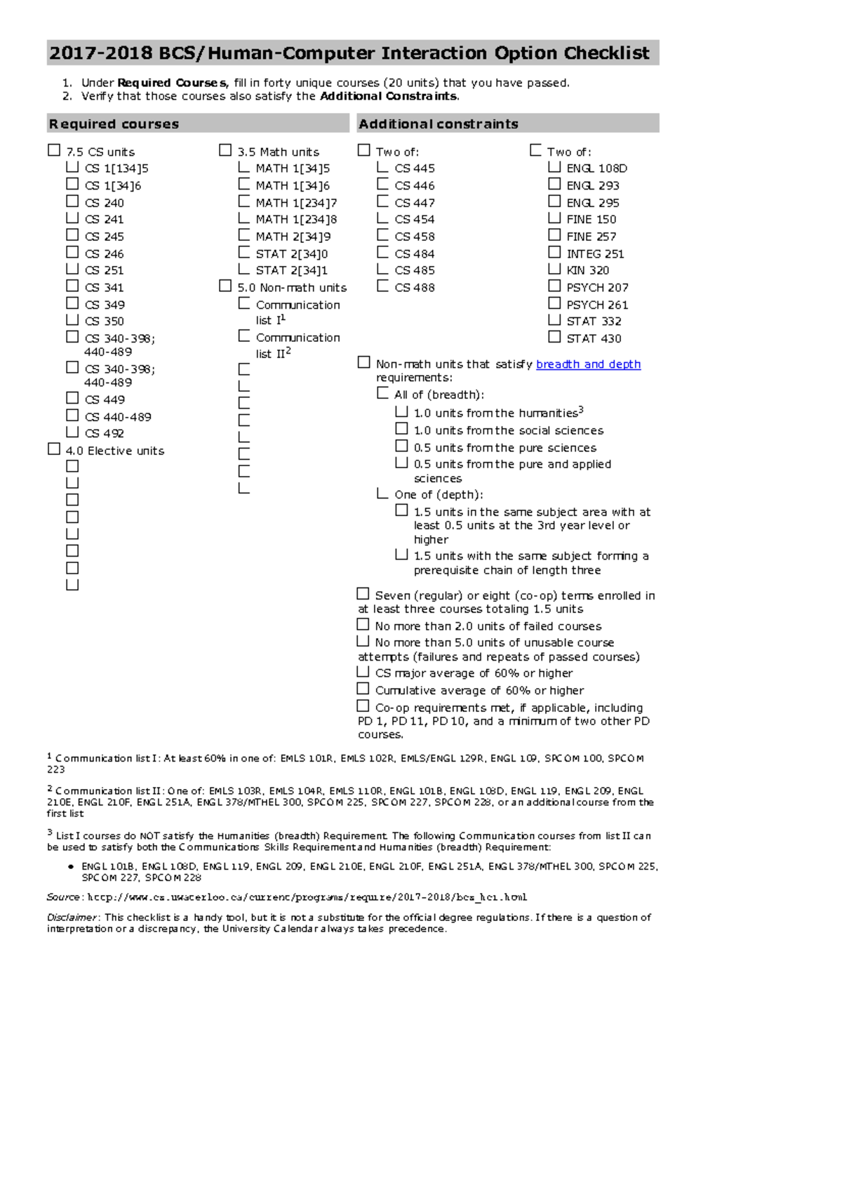 Page 20-done - course list - 7 CS units CS 1[134] CS 1[34] CS 240 CS ...