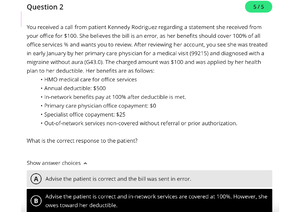 [Solved] Explain how the patient responsibility portion of a bill is ...