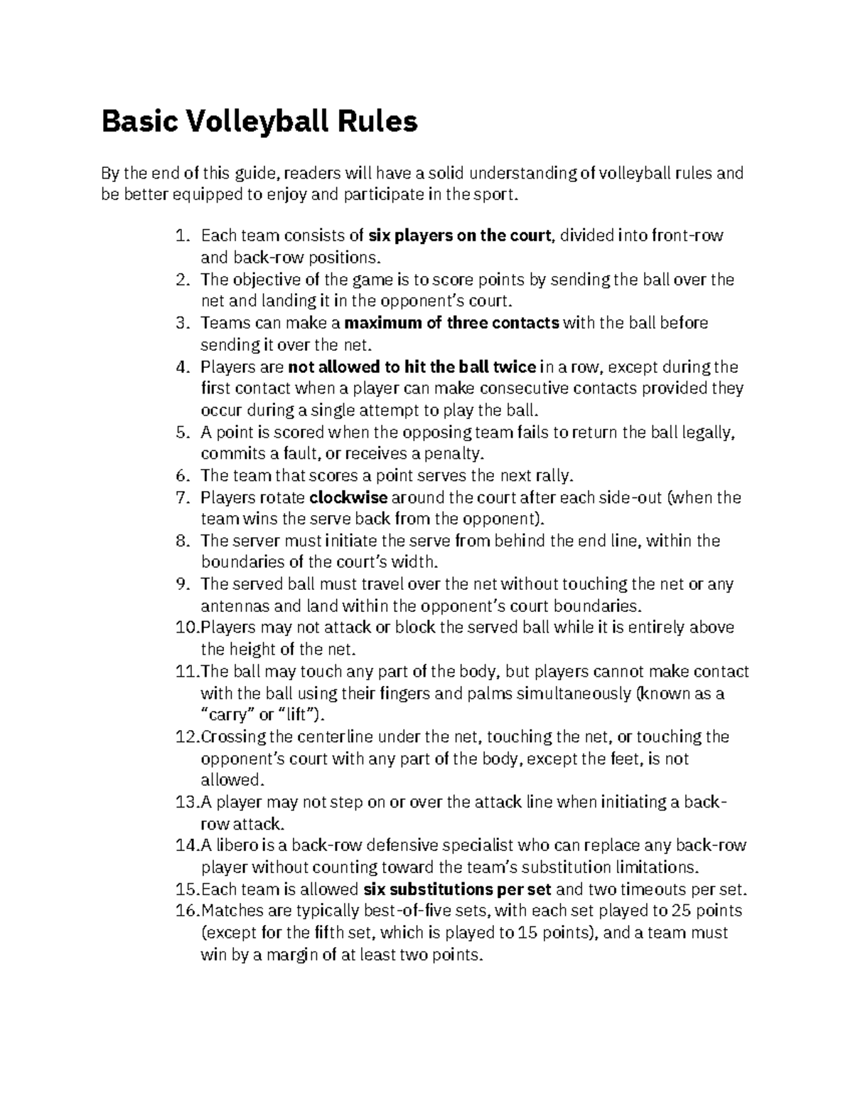 Volleyball Rules Guide: Essential Regulations & Gameplay Tips - Studocu