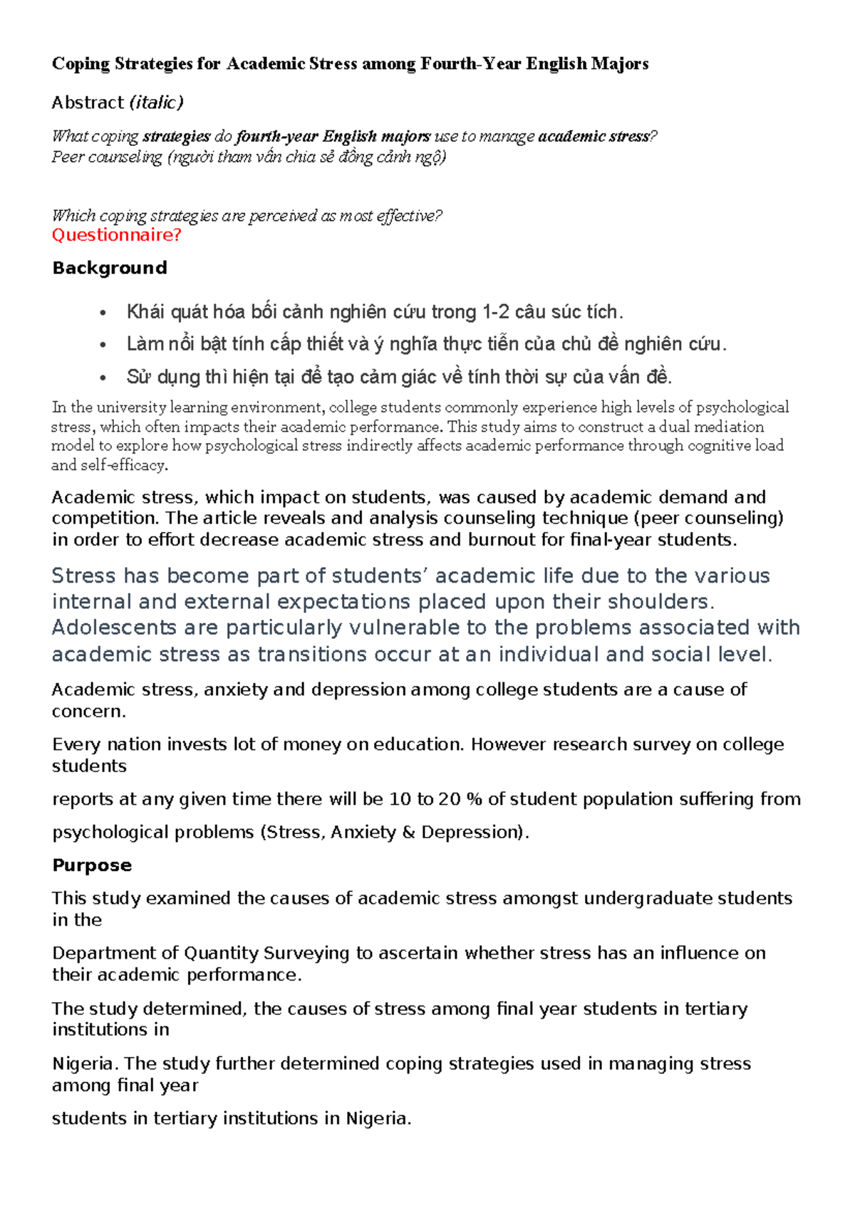 Coping Strategies for Academic Stress: Insights from English Majors ...