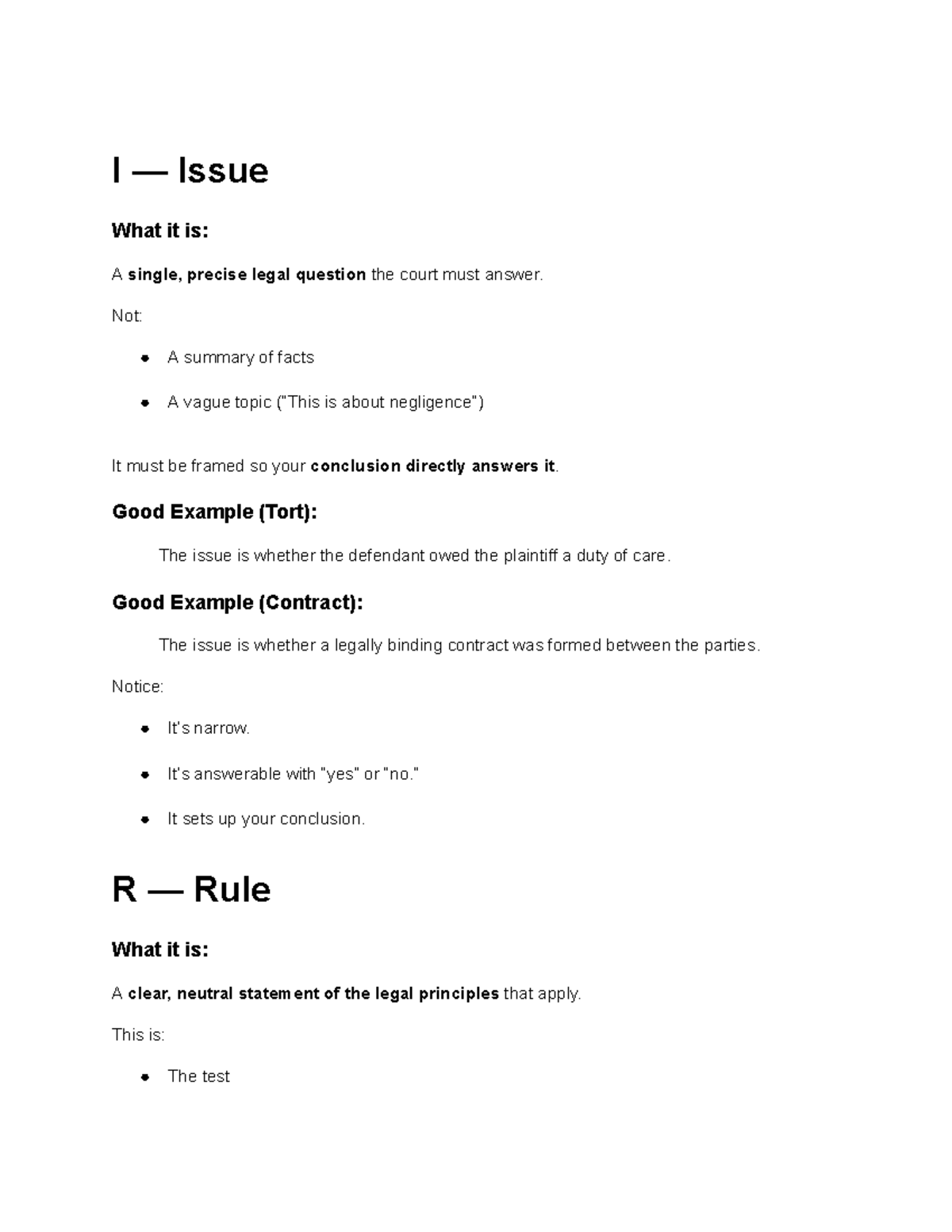 IRAC Method: How to Effectively Answer Legal Questions - Studocu