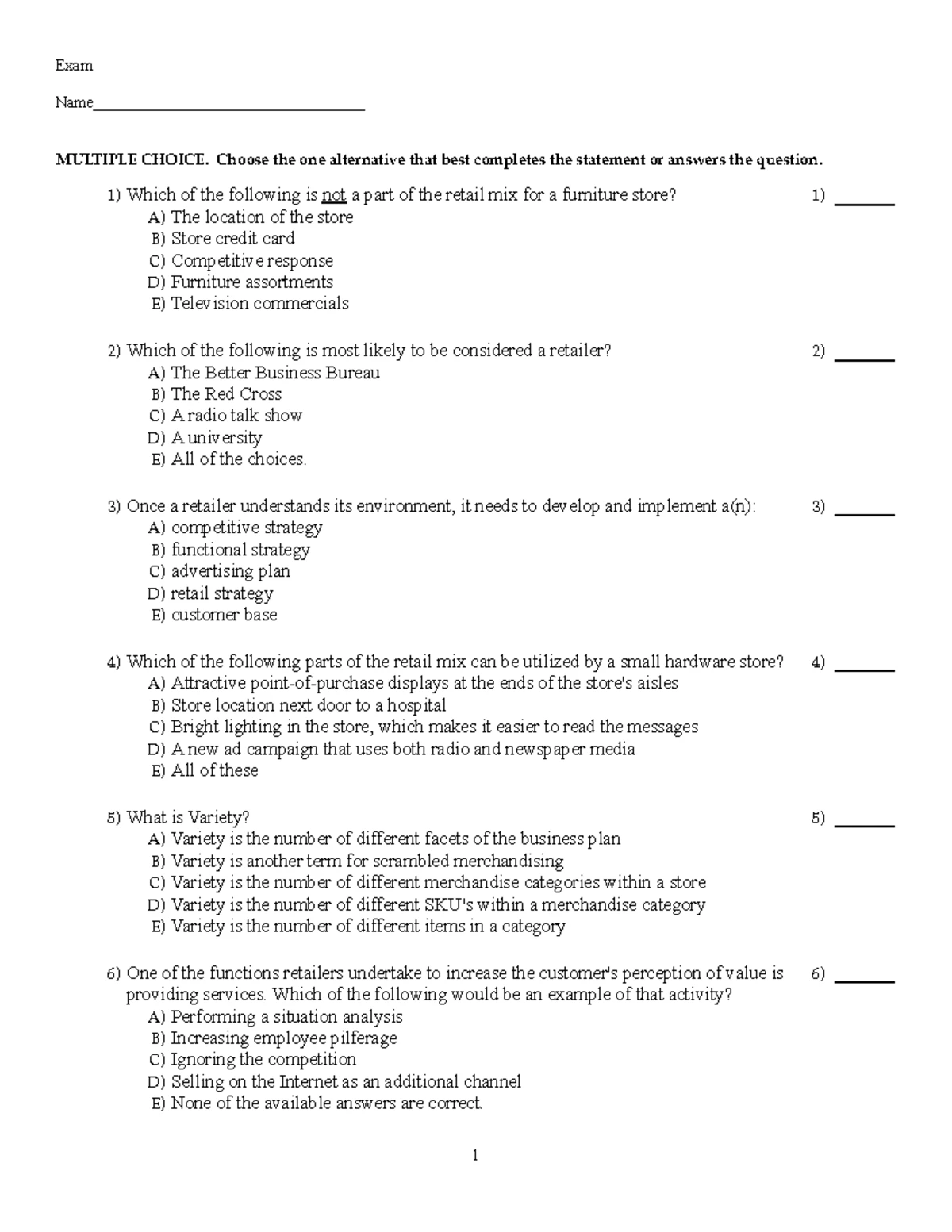 Retail Management MCQ Questions and Answers Part – 1 - SAR Publisher ...