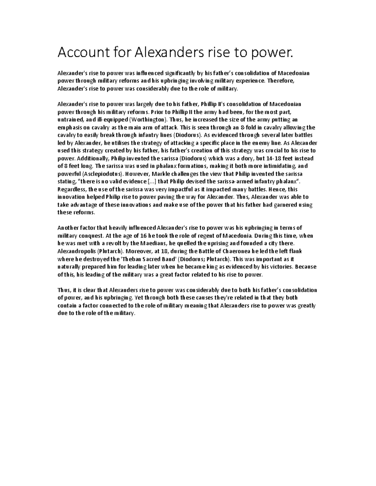 Account for Alexanders rise to power - Alexander's rise to power was ...